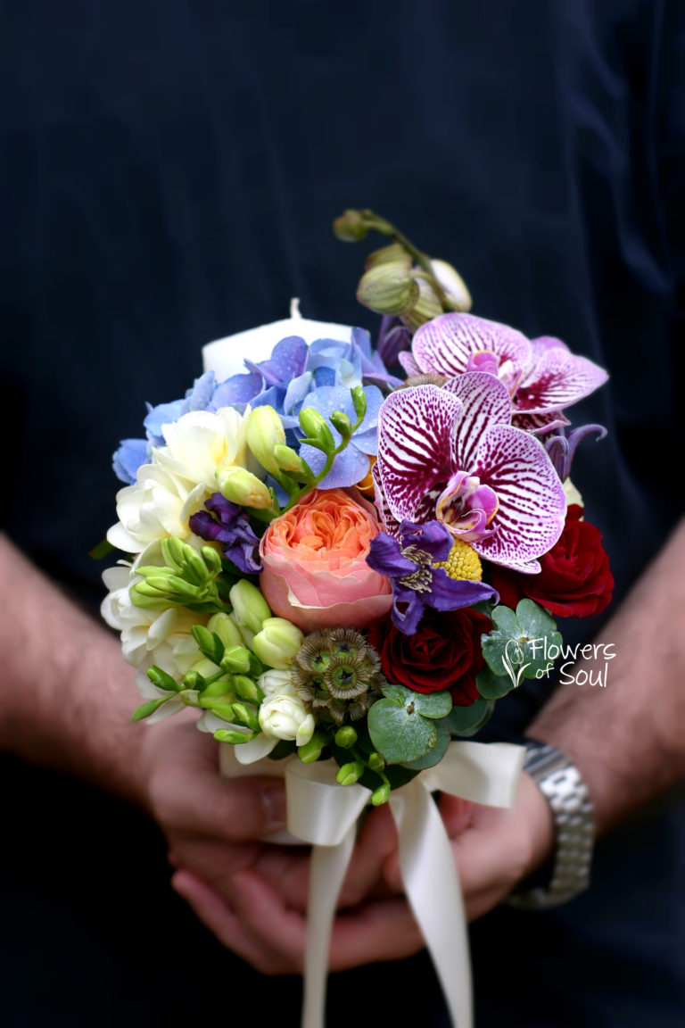Lumânări de cununie cu flori multicolore – Flowers of Soul